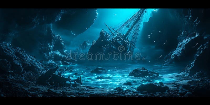 Stunning Underwater Scene Deep Ocean Background Image Stock ...