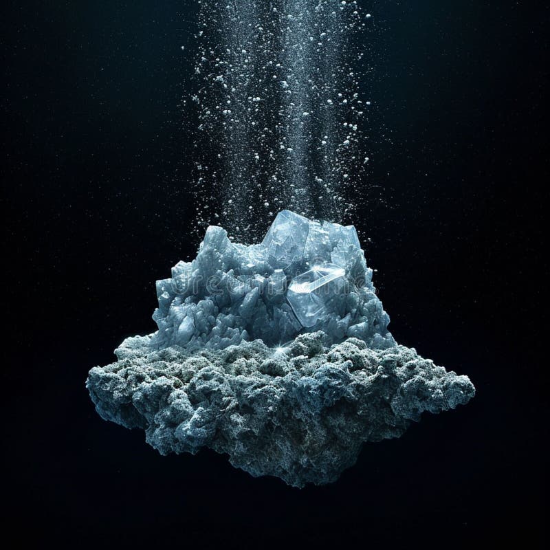 A Stunning Underwater Scene Featuring Floating Ice Above a Rocky Seabed ...