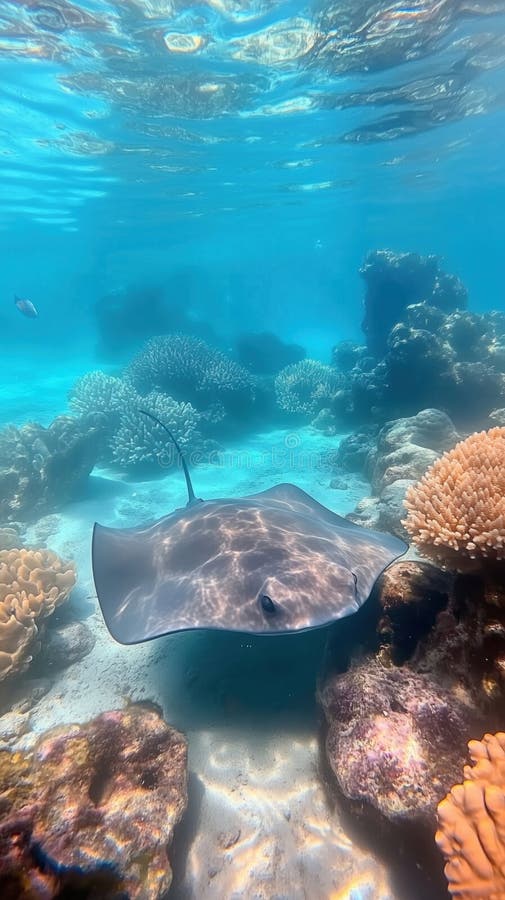 Stunning Underwater Scene Featuring Graceful Stingray Gliding through ...