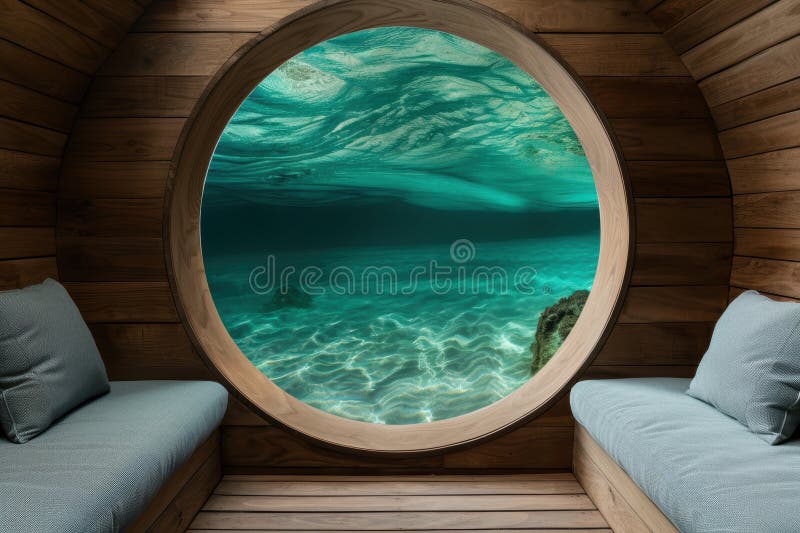 Stunning Underwater View through a Circular Window Stock Illustration ...