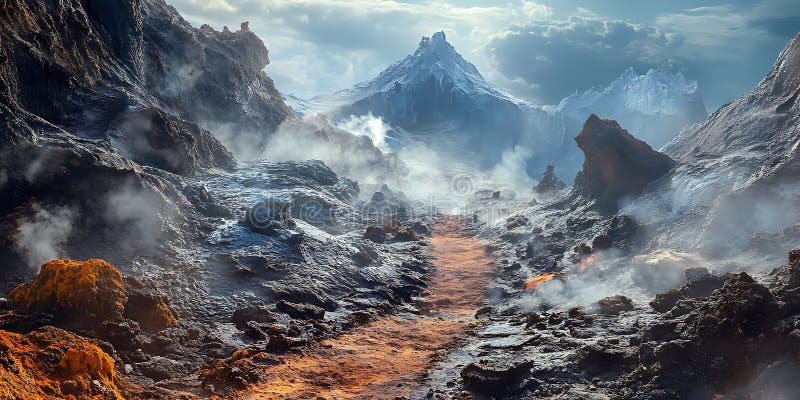 Stunning Underwater Volcanic Scene Stock Illustration - Illustration of ...