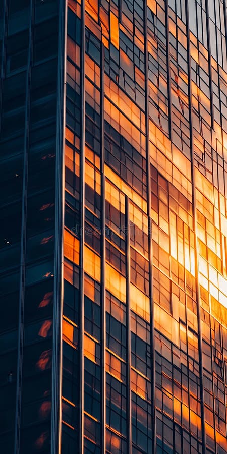 Stunning Urban Sunset Reflections on Modern Glass Skyscraper Facade ...