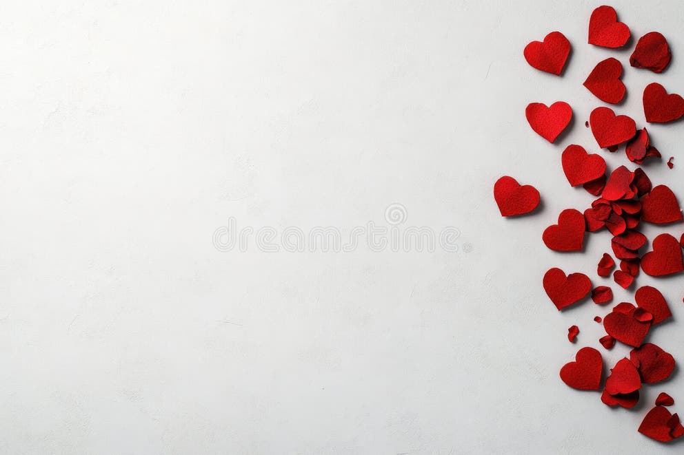 Romantic Valentine S Day Love Banner with Red Hearts on White Table ...