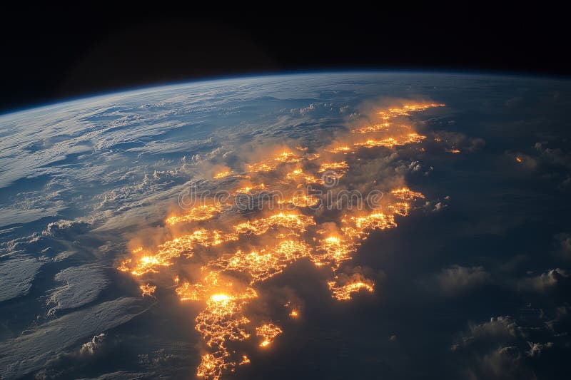 Planet Earth Engulfed in Flames, a Vivid Display of Environmental ...