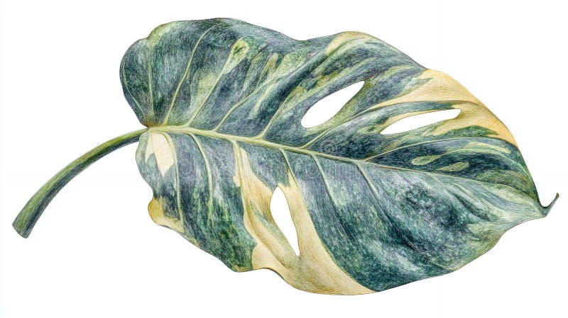 Stunning Variegated Monstera Leaf Isolated on White Background Perfect ...