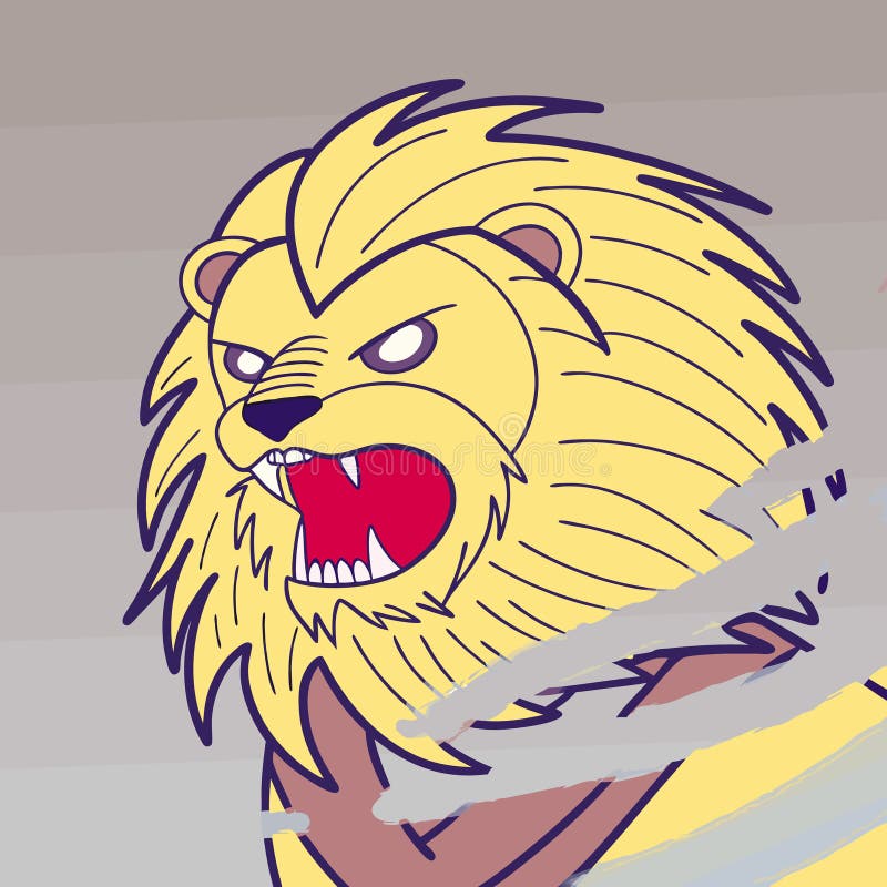 A Roaring Lion in Dynamic Motion with a Dramatic Dust Effect Around the ...