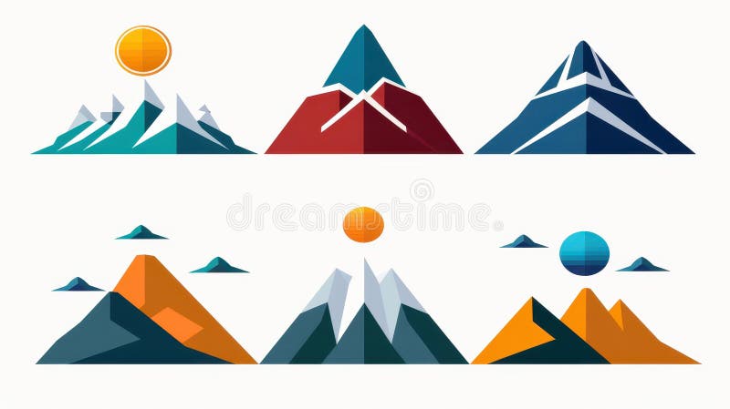 Stunning Vector Illustration of Big Mountain Icons Set for Graphic ...