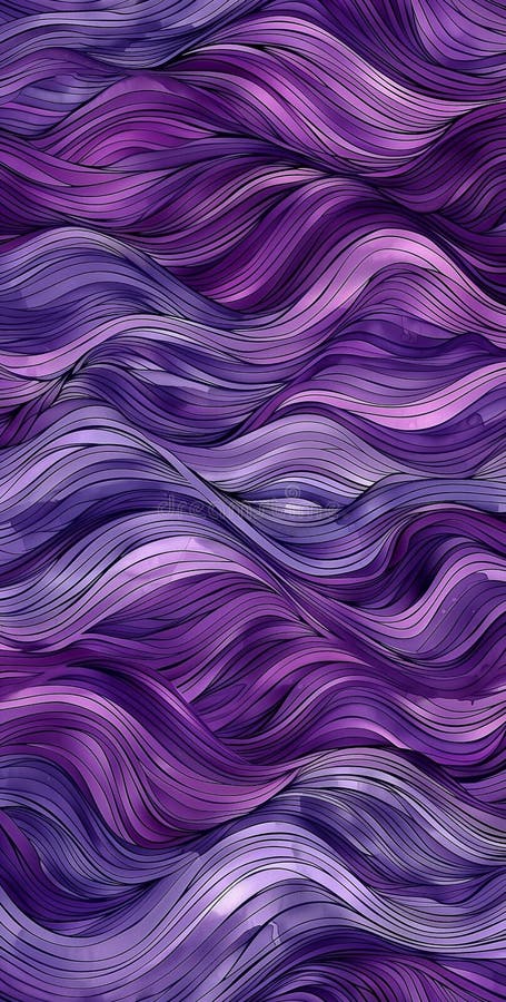 Seamless Abstract Purple Waves Pattern with Digital Ink Lines Stock ...