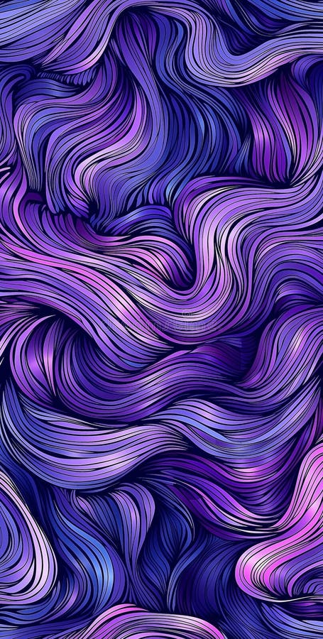 Seamless Abstract Purple Waves Pattern with Digital Ink Lines Stock ...