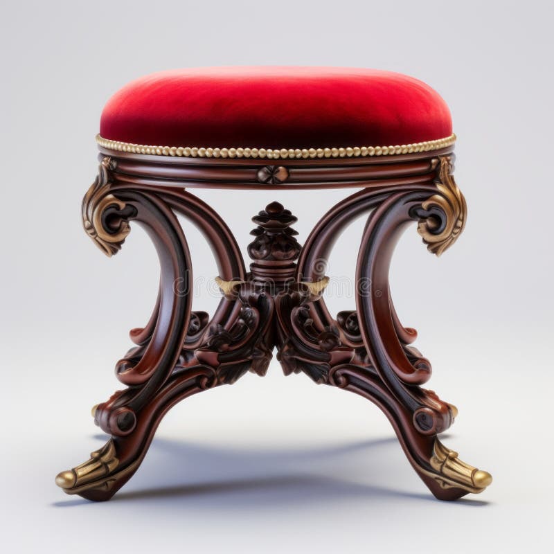 Ornate Victorian Velvet Bar Stool - 3d Model Stock Illustration ...