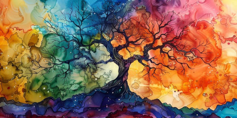 A Stunning and Vibrant Abstract Tree Artwork Featuring Colorful Swirls ...