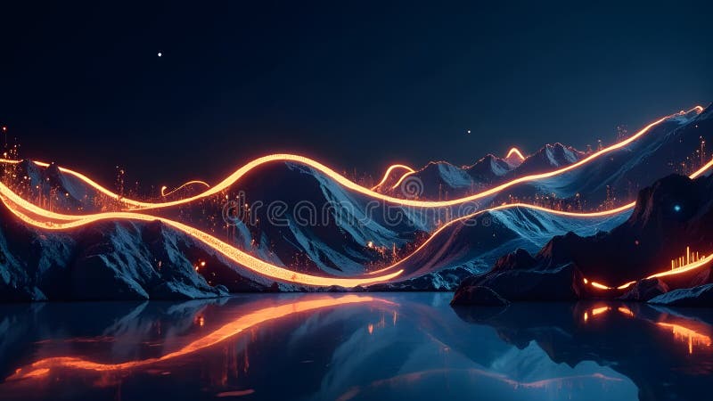 A Stunning and Vibrant Night Landscape Featuring a Beautiful Array of ...