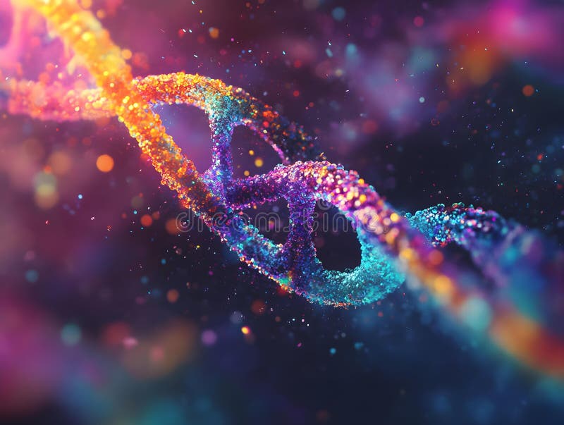 A Vibrant, Colorful Representation of a DNA Double Helix Stock ...