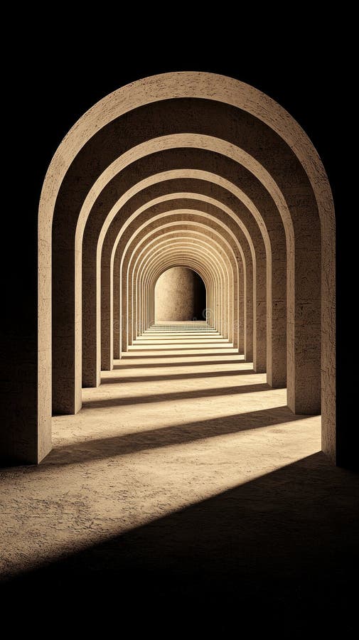 A Stunning View of Arches Casting Shadows in a Minimalist Architectural ...