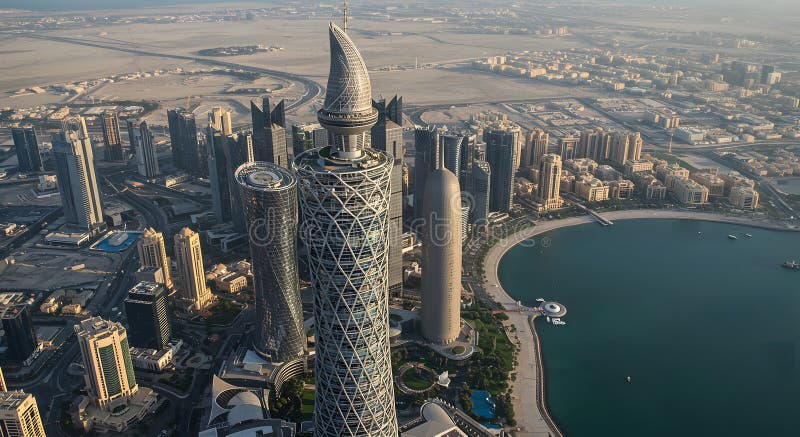 Aspire Tower in Doha Qatar stock illustration. Illustration of landmark ...