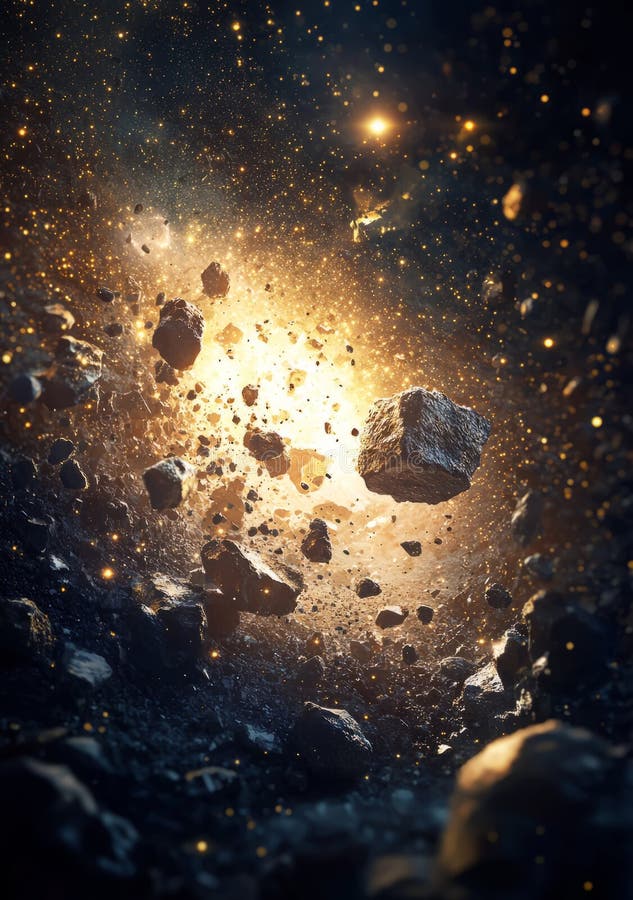 Stunning View of an Asteroid Belt with Massive Floating Rocks and Cosmic Dust Stock Photo ...