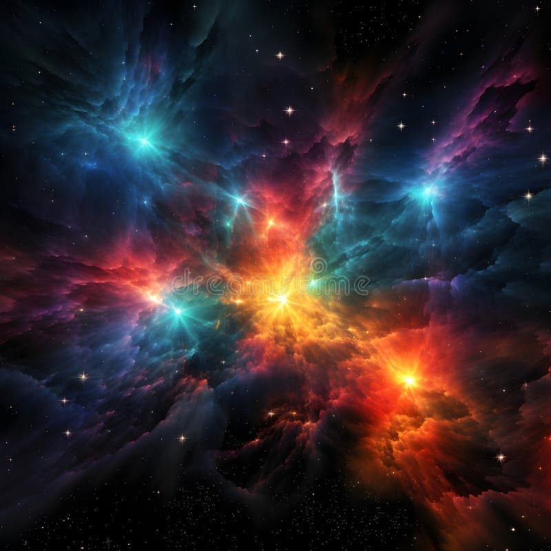 Abstract Background of Colorful Space, Clouds and Stars. Stock Photo ...