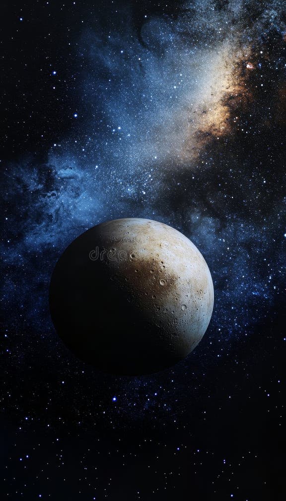 Stunning View of Blue Planet with Eclipse in Starry Space, Highlighting ...