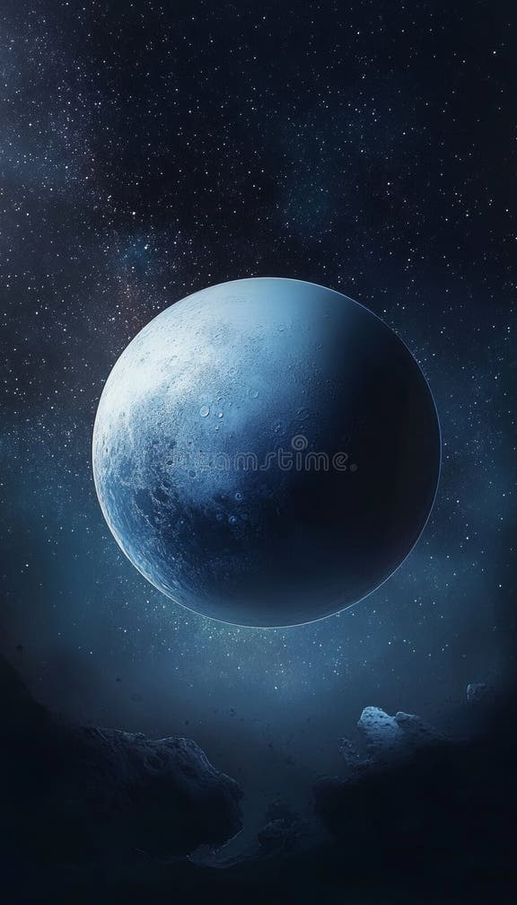 Stunning View of Blue Planet with Eclipse in Starry Space, Showcasing Pluto S Blue Skies and Ice ...