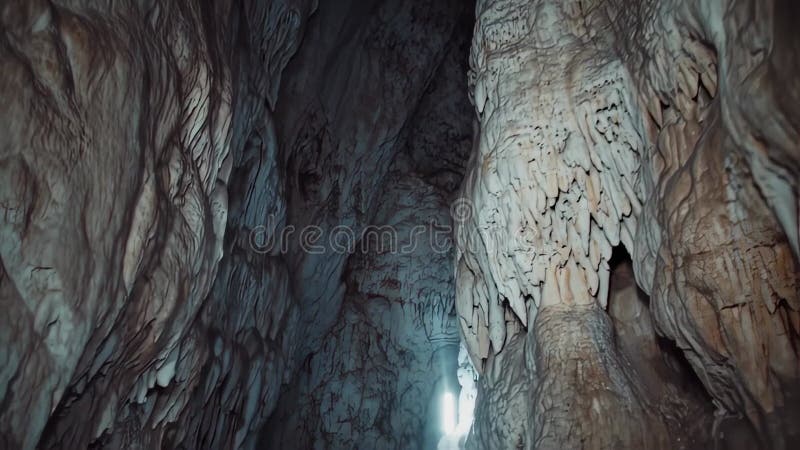 Majestic Cave Interior: Stalactite and Stalagmite Formations in ...