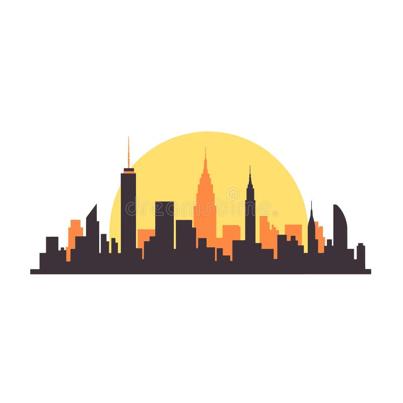 A Stunning View of a City Skyline during Golden Hour. Minimal Vector ...
