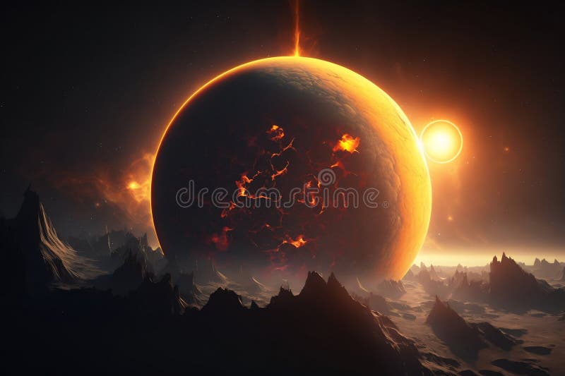 Stunning View a Close-Up of a Planet Against a Sun-Drenched Background ...