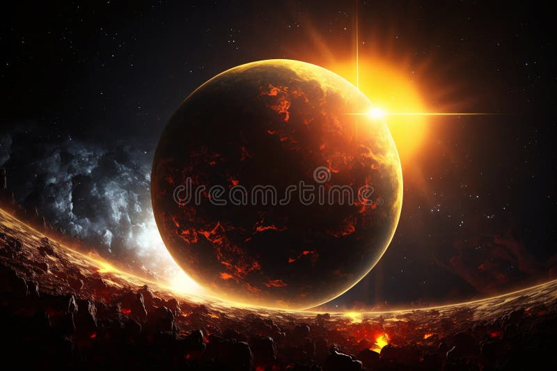 Stunning View a Close-Up of a Planet Against a Sun-Drenched Background ...