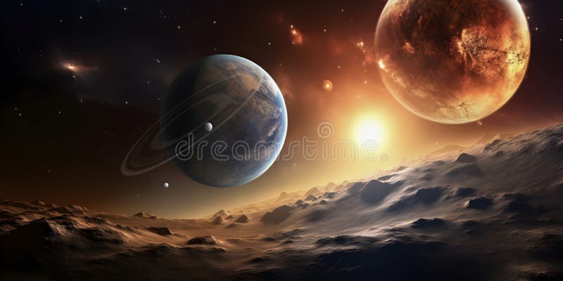 Stunning View of a Cosmic Galaxy with Planets and Space Objects ...