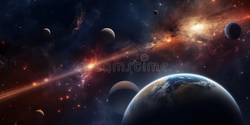 Stunning View of a Cosmic Galaxy with Planets and Space Objects ...