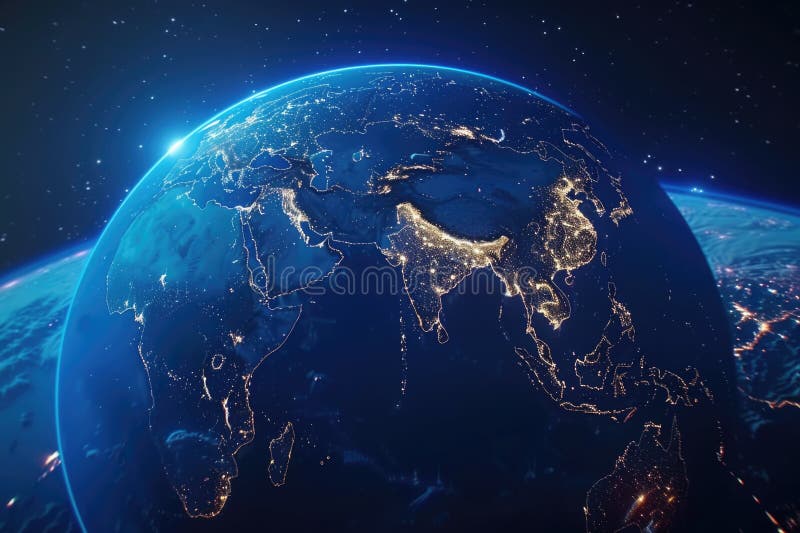 A Stunning View of the Earth Illuminated at Night. Perfect for Science ...