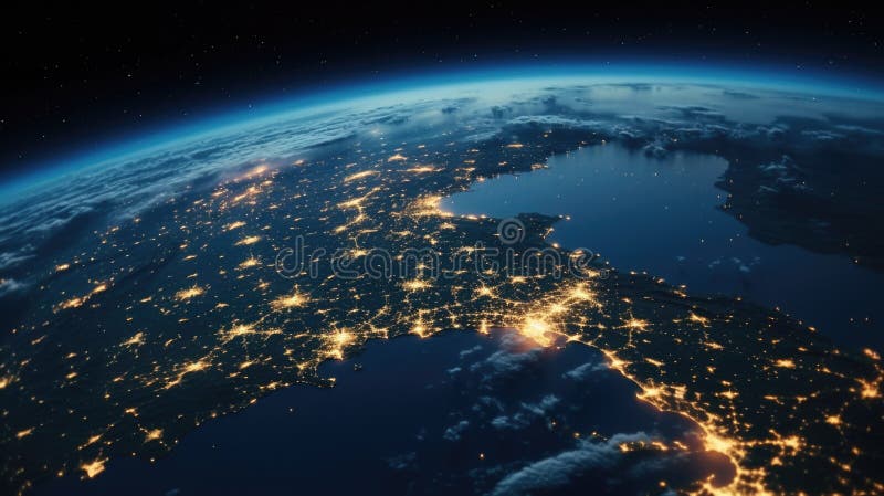 A Stunning View of the Earth Illuminated at Night. Perfect for Science ...