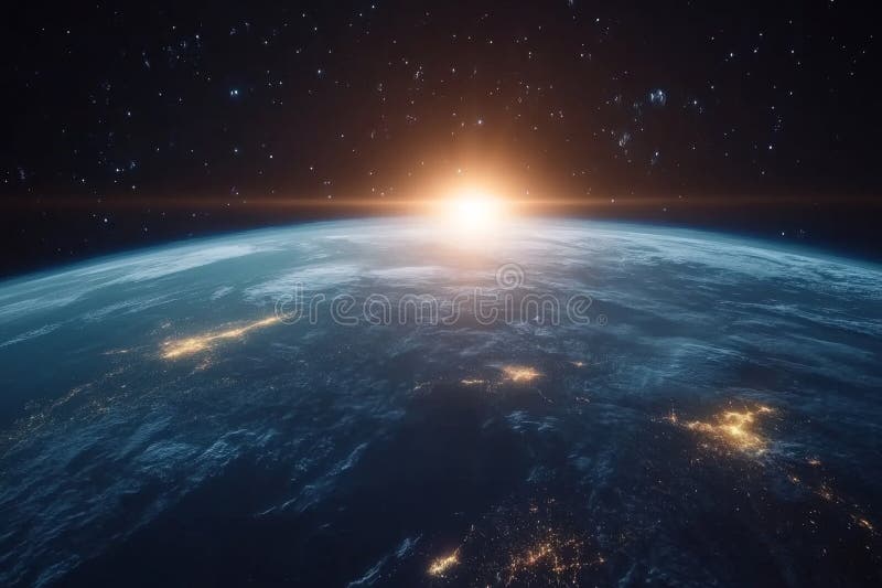 Stunning View of Earth at Night with Glowing Cities, Clouds, and Aurora ...