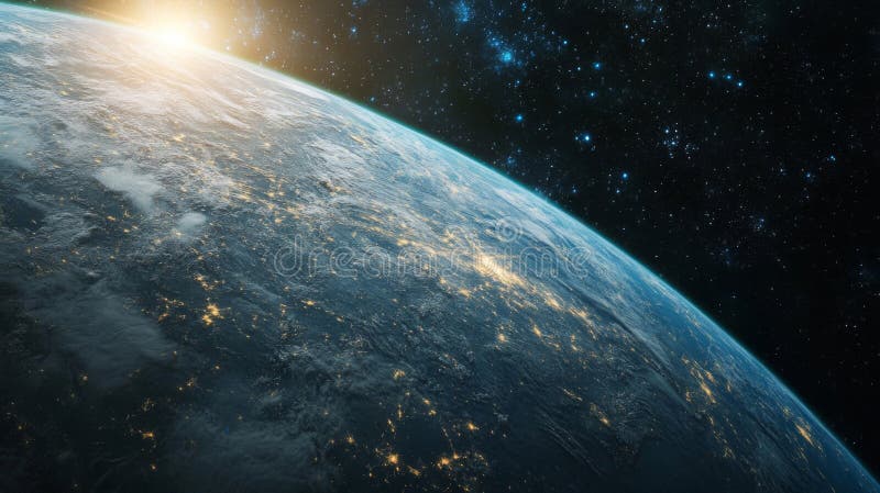 Stunning View of Earth at Night from Space, City Lights Illuminating ...