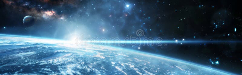 Stunning View of Earth from Space with a Distant Planet and Star-filled ...