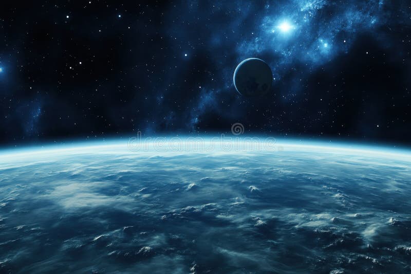 Stunning View of Earth from Space with Distant Planets and Starry ...