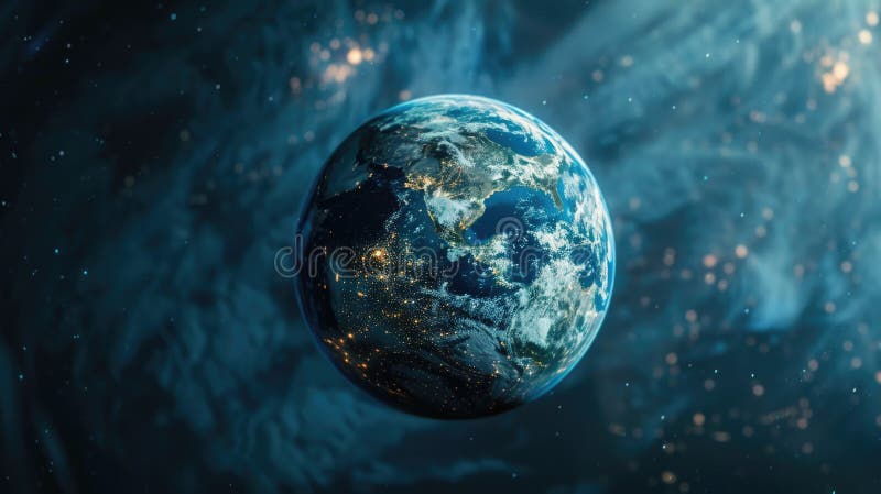 A Stunning View of the Earth from Space, Illuminated at Night. Perfect ...