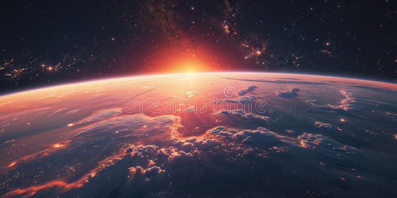 Stunning View of Earth from Space Sunrise Over the Planet. Stock Image ...