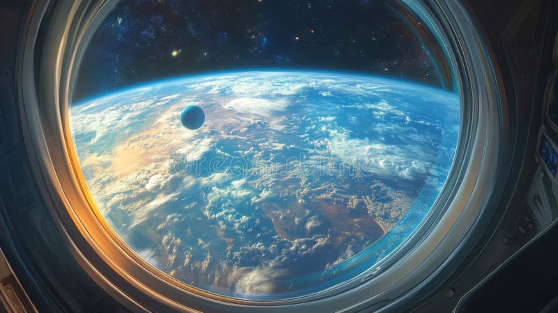 Stunning View of Earth from Spacecraft Window Stock Illustration ...