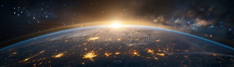 Stunning View of Earth at Sunrise from Space, Highlighting Illuminated ...