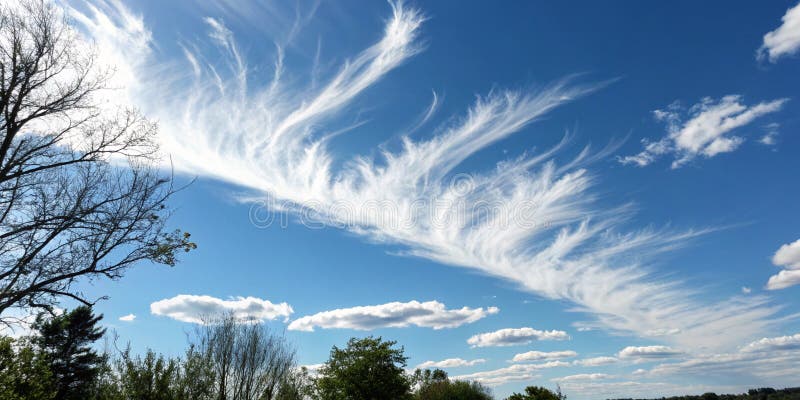 Feather Clouds in Blue Sky stock illustration. Illustration of beautiful - 366403174