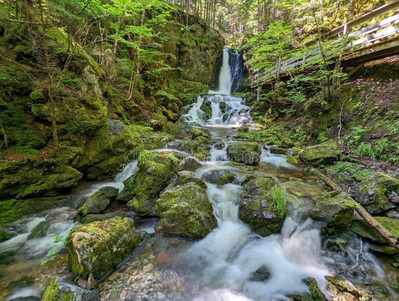 Some Very Pretty Looking Waterfalls in a Forest Full of Rocks Stock ...