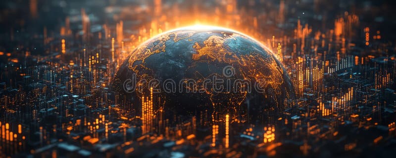 A Stunning View of a Futuristic City with Glowing Elements and a ...