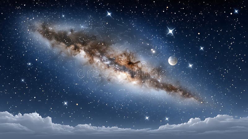 Stunning View of Galaxy Surrounded by Stars and Clouds, Evoking Sense ...