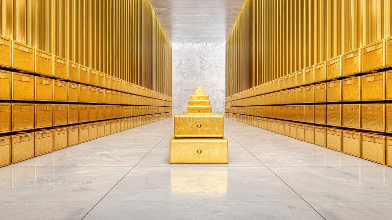 A Stunning View of Gold Ingots Lining a Secure Vault Symbolizing Wealth ...