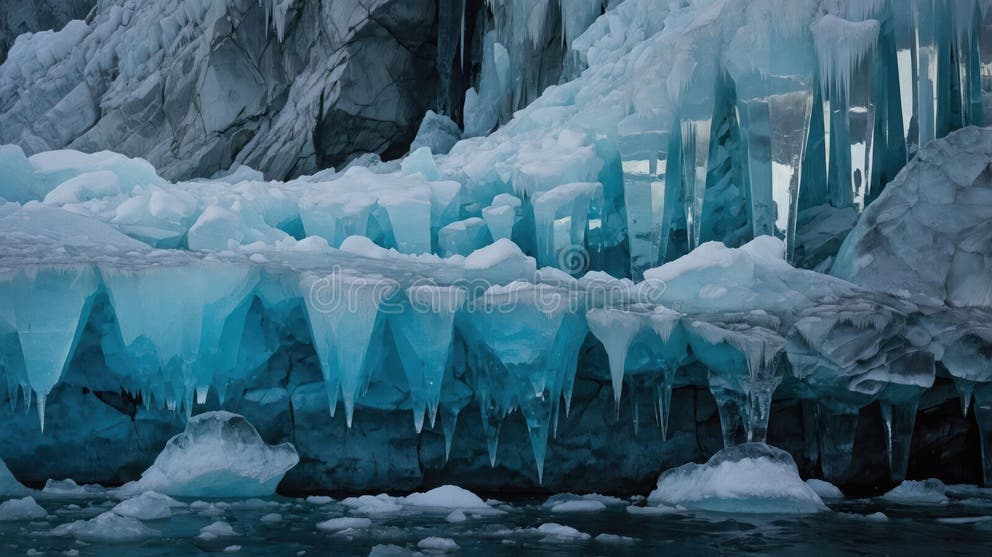 Stunning Turquoise Ice Cave Formation, Glacial Ice Landscape Stock ...