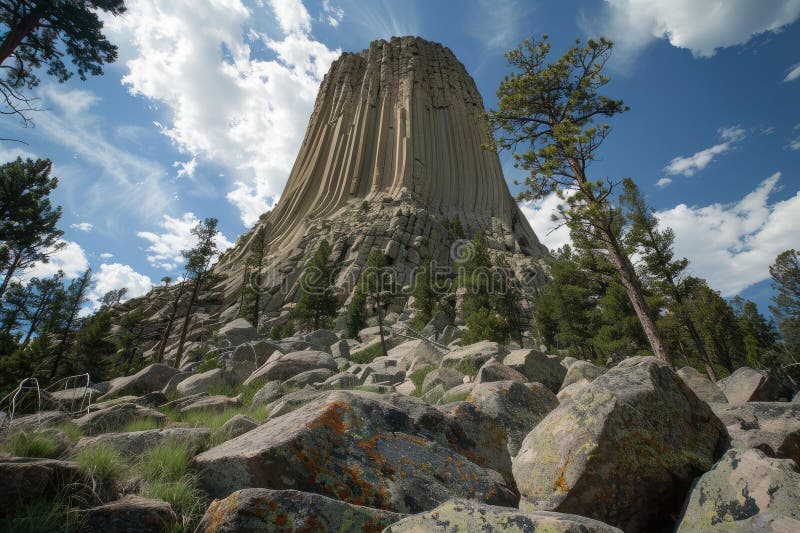 Majestic Devils Tower National Monument Stock Illustration ...