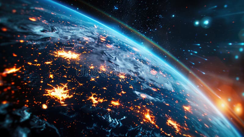 A Stunning View of the Illuminated Earth from Outer Space. Perfect for ...