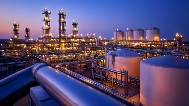 A High-tech Petrochemical Refinery with Sleek, Cylindrical Storage ...