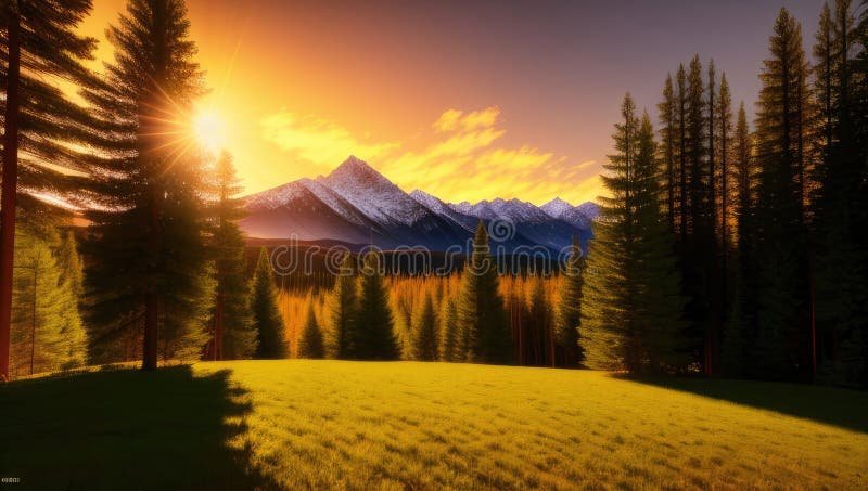 Stunning View of the Landscape of Sunset Golden Hour the Mountains and ...
