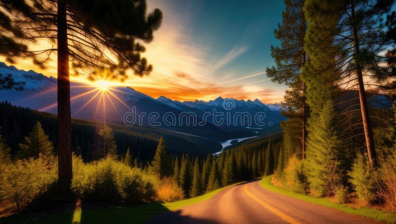 Stunning View of the Landscape of Sunset Golden Hour the Mountains and ...